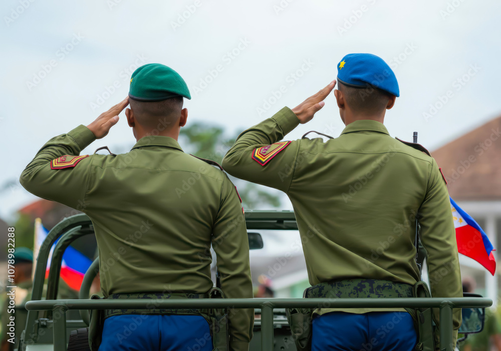 Filipino soldiers giving salute during ceremony military, glory and ...