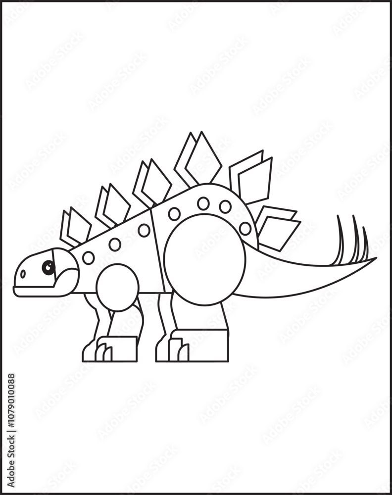 Dinosaur Coloring Page For Kids. vector drawing of cartoon dinosaur ...