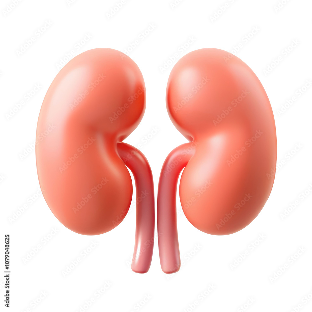 Ilustración de Stock 3D anatomical model of human kidneys, illustrating ...