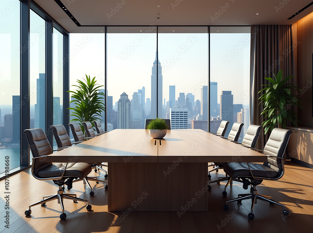 Zoom Background Zoom Background Modern conference room with large wooden table and panoramic ...