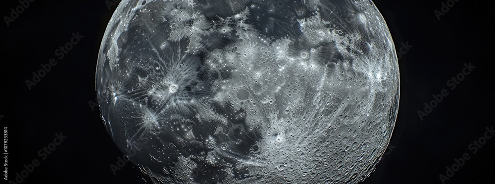 Detailed close-up photograph of the moon's surface, revealing craters ...