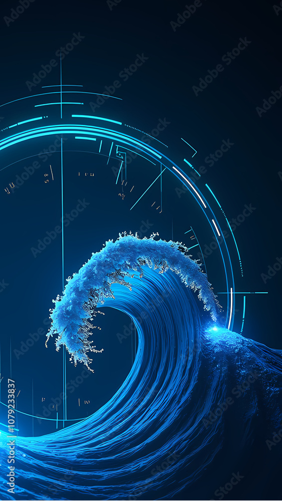Futuristic Tsunami Warning System Design Featuring Digital Waves and ...