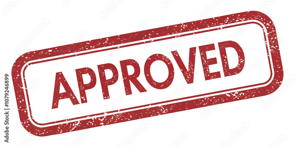 APPROVED red rubber stamp isolated on transparent background or white ...