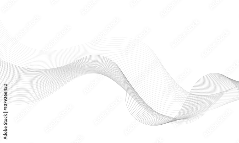Gray and white Technology and business wave lines on transparent ...