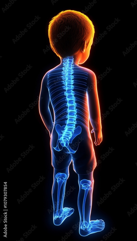 Childs Spine X-ray Anatomy, Vertebral Column and Pelvis, 3D Render on ...