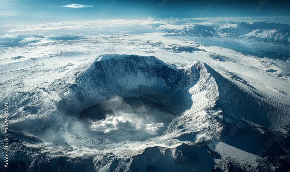 Aerial image of Mount Erebus Antarctica with Erebus bay in the ...