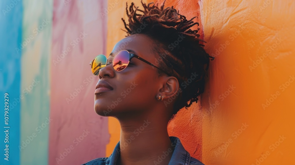 ภาพถ่าย Stock Amidst a spectrum of colors, a determined LGBTQ student's ...