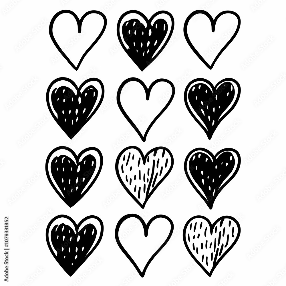 Heart, Love vector, Hand-Drawn Heart SVG Bundle, Cute Heart SVG, Heart ...