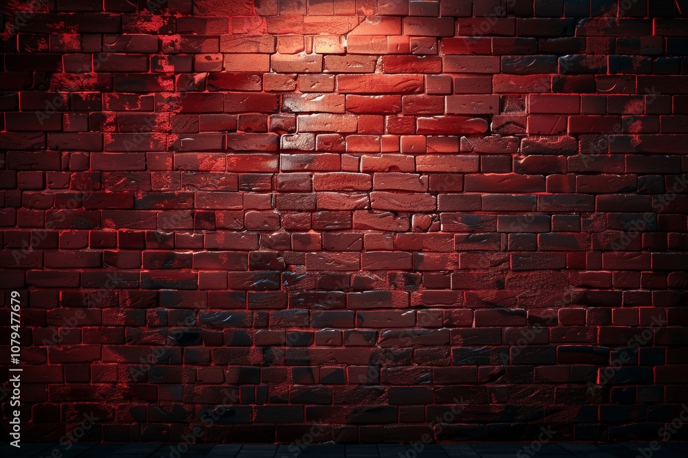 Vintage Dark Red Brick Wall with Spotlight, Panoramic Masonry ...