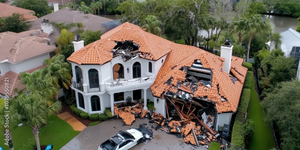 Hurricane damage assessment of a severely affected house roof in ...
