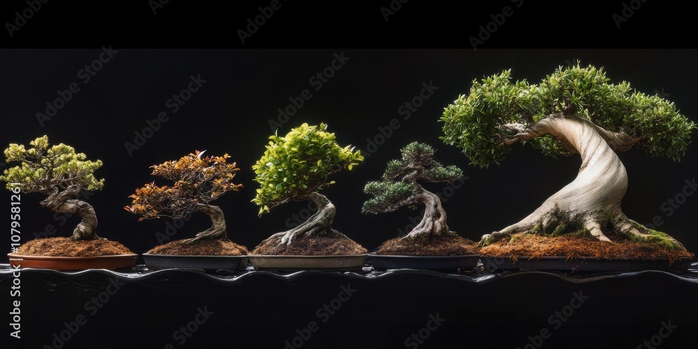 A time lapse inspired image of a Bonsai tree growing over the years ...