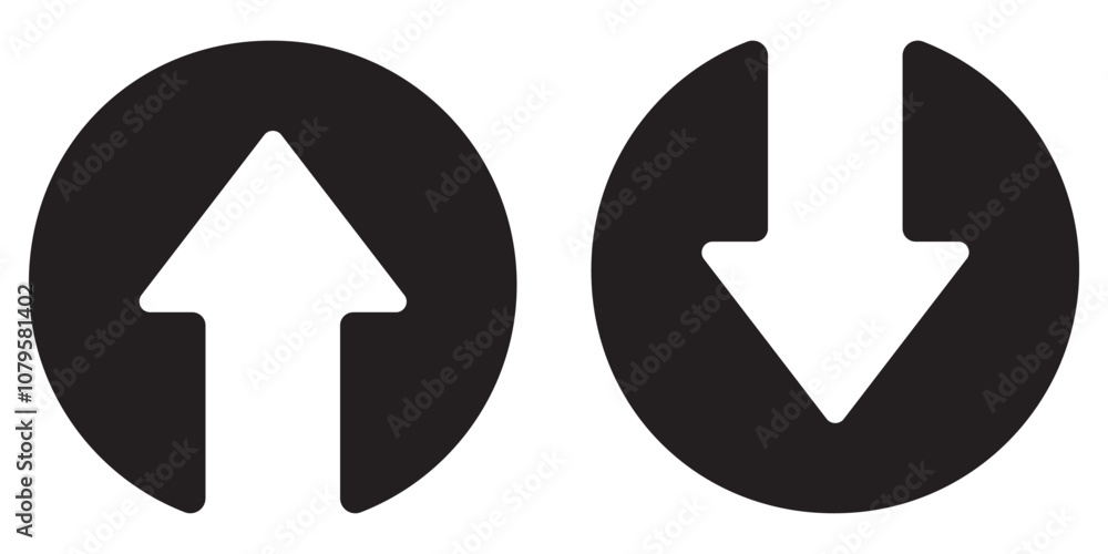Up down arrow black icon. Forward backward front back sign. Above below under point pointer ...