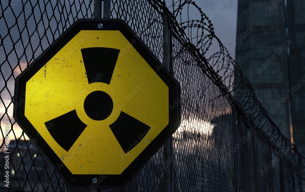 Warning of exposure: image of a radiation hazard symbol signaling ...