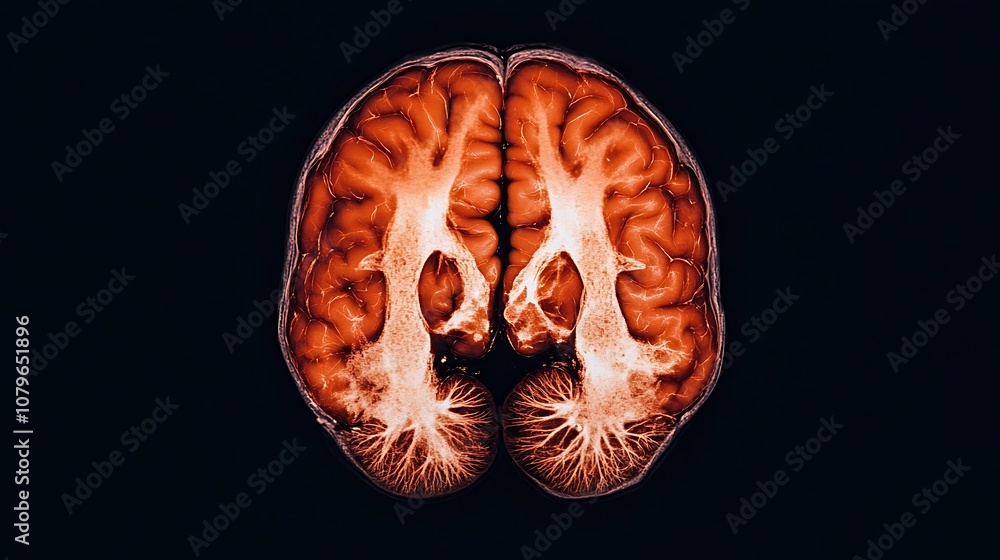 High Detailed Cross Sectional Of The Human Brain Anatomy Showing The Cerebral Cortex Lobes Grey