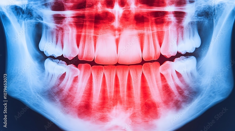 Ilustración de Stock Panoramic dental x ray image showing full view of ...
