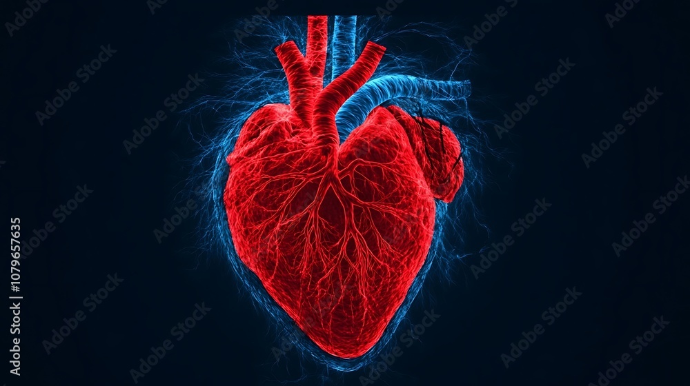 3D rendering of the detailed anatomy of a human heart showcasing the ...