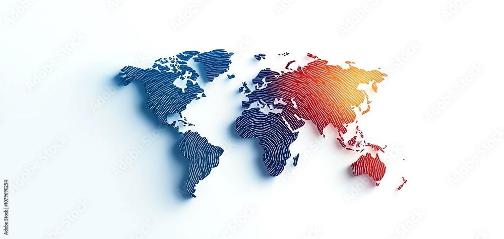 Stylized world map with a modern color palette on a white background ...