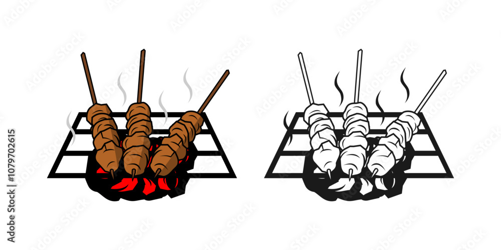 Sate Indonesian Food Design Illustration vector eps format suitable for ...