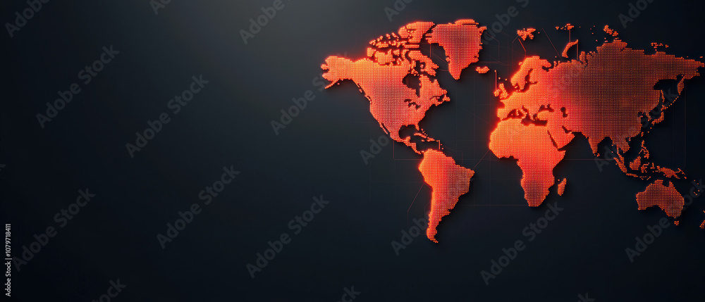 Globalization Trade War Concept. A stylized, dark background features a ...