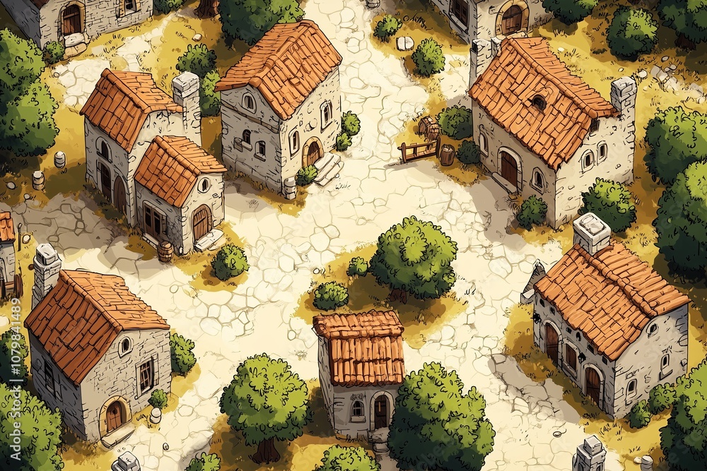 Countryside Town Tabletop RPG Map, Fantasy Streets Roleplaying Exterior ...