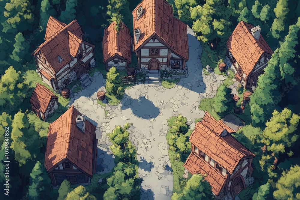 Countryside Town Tabletop RPG Map, Fantasy Streets Roleplaying Exterior ...