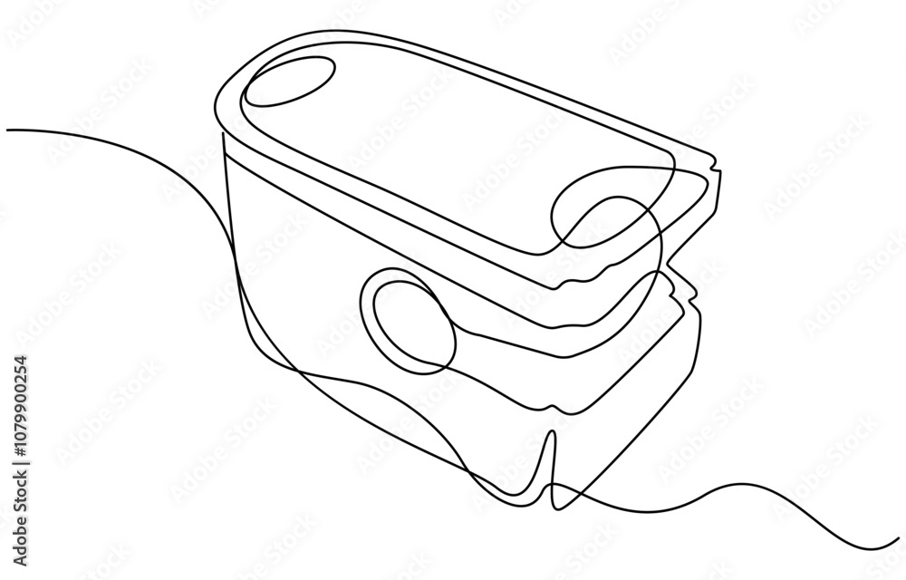 Continuous one line art drawing pulse oximeter on finger. Digital ...
