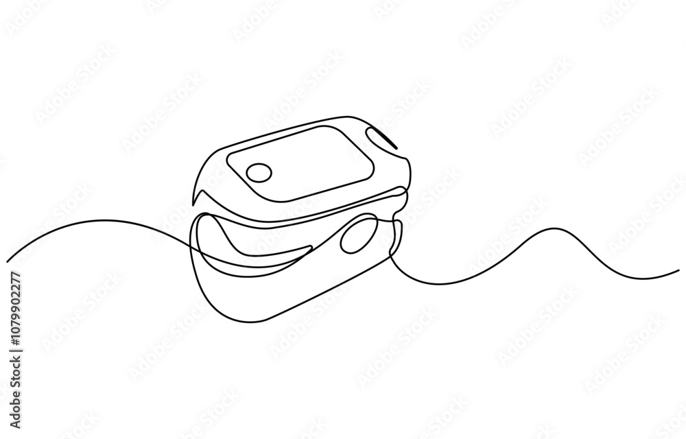 Continuous one line art drawing pulse oximeter on finger. Digital ...