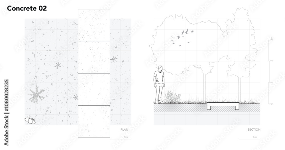 Architectural Drawings, Minimal style cad tree line drawing, Side view ...