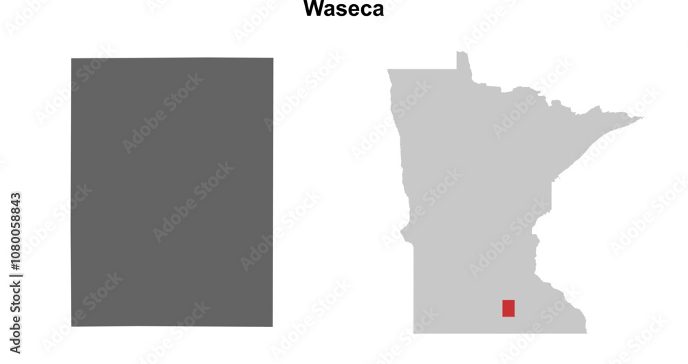 Waseca County (Minnesota) blank outline map set Stock Vector | Adobe Stock