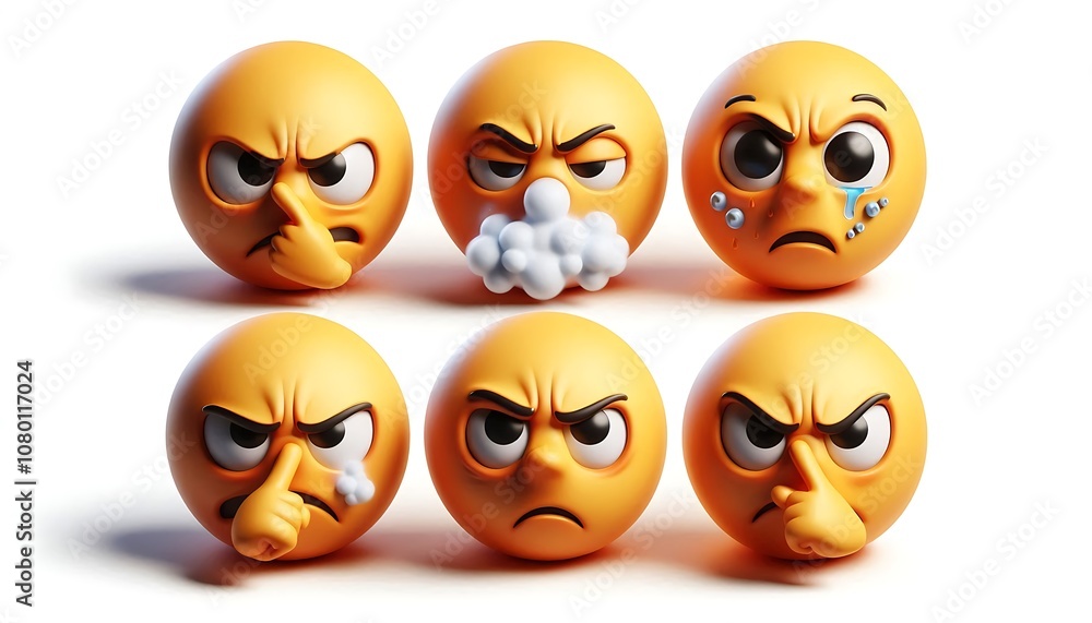 Collection of Angry Emoji Faces Expressing Varied Emotions. generator ...