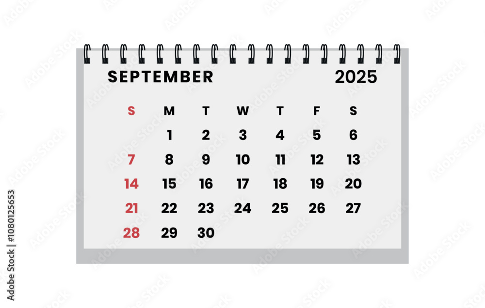 Vector horizontal folding desk calendar September 2025 year. Calendar ...