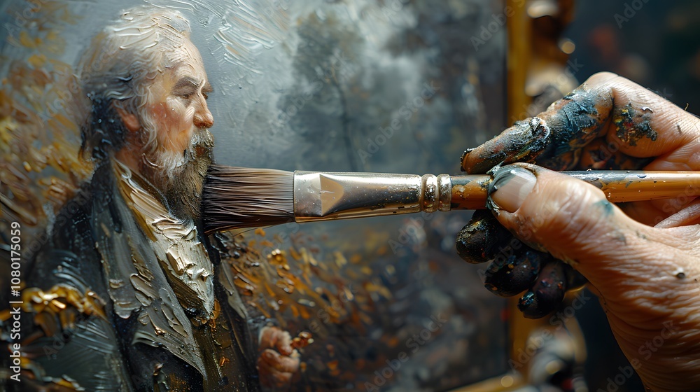 Artists brush in action zoom in an artists. AI generated Stock Photo ...