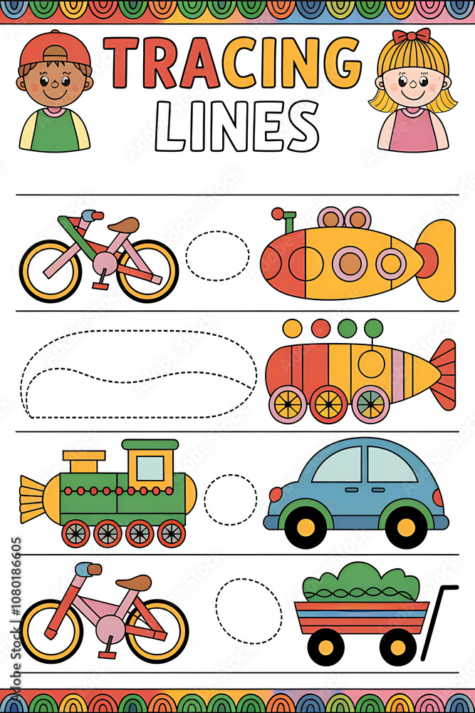 Trace line worksheets for children, Preschool handwriting practice ...
