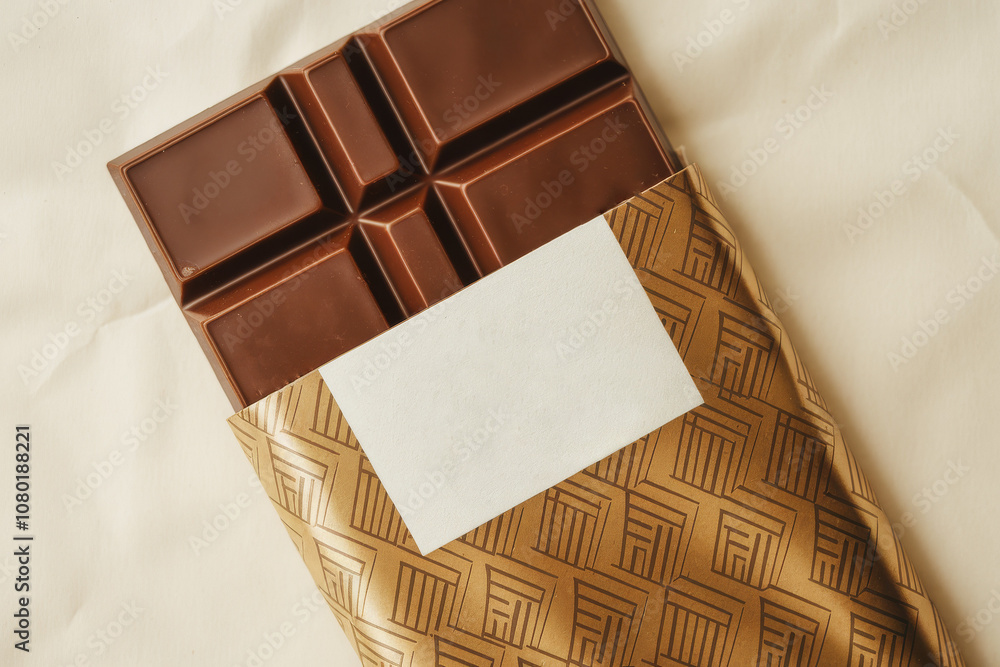 Classic chocolate bar partially unwrapped. Professional gourmet food ...