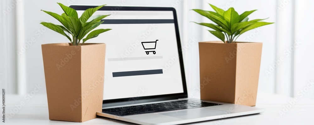 Interactive e-commerce layout mockup displayed on a stylish laptop ...