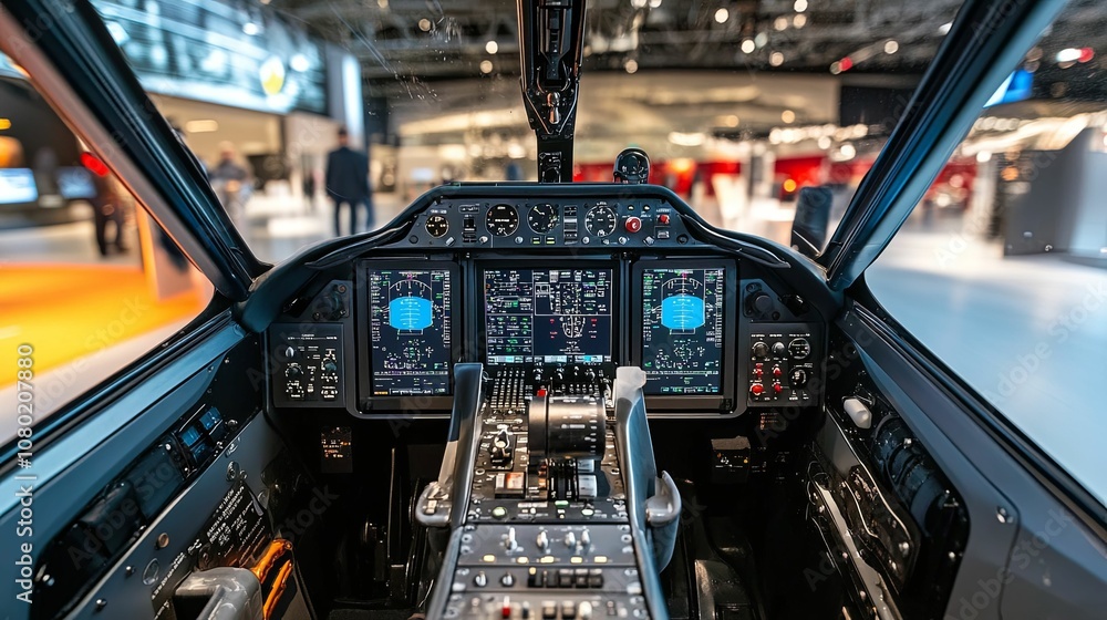 Cockpit of a Modern Helicopter with Digital Displays and Controls Stock ...