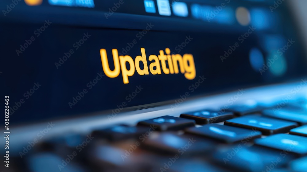 Laptop updating, software update in progress, system upgrade, digital ...