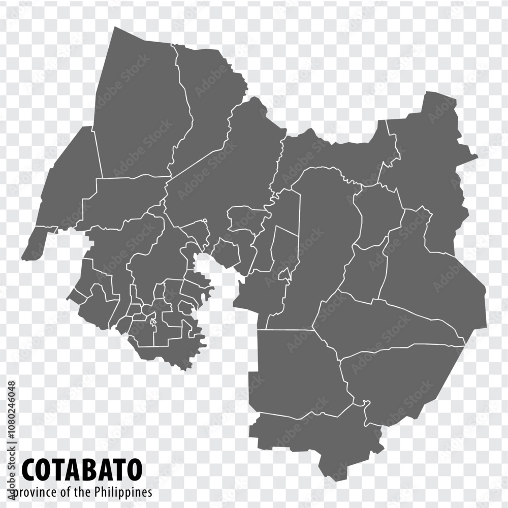Blank map Cotabato of Philippines. High quality map Province of ...