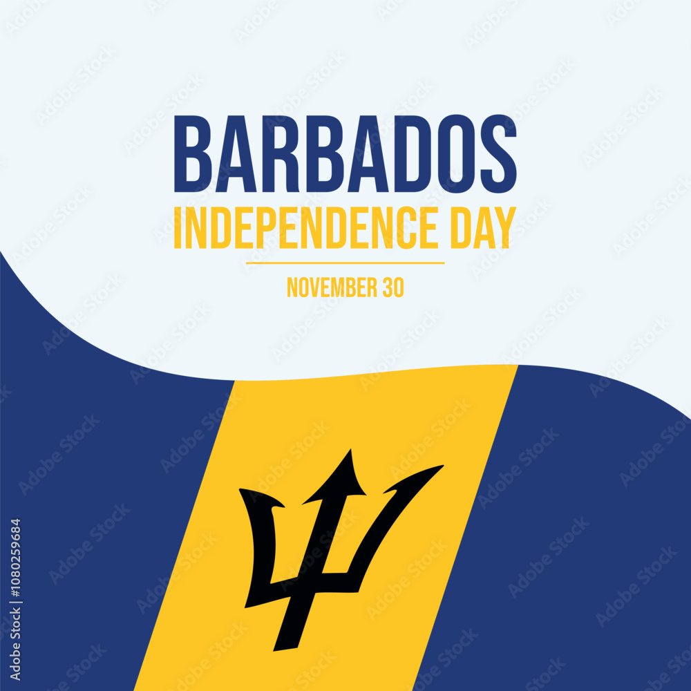 Barbados Independence Day poster vector illustration. Barbados waving ...