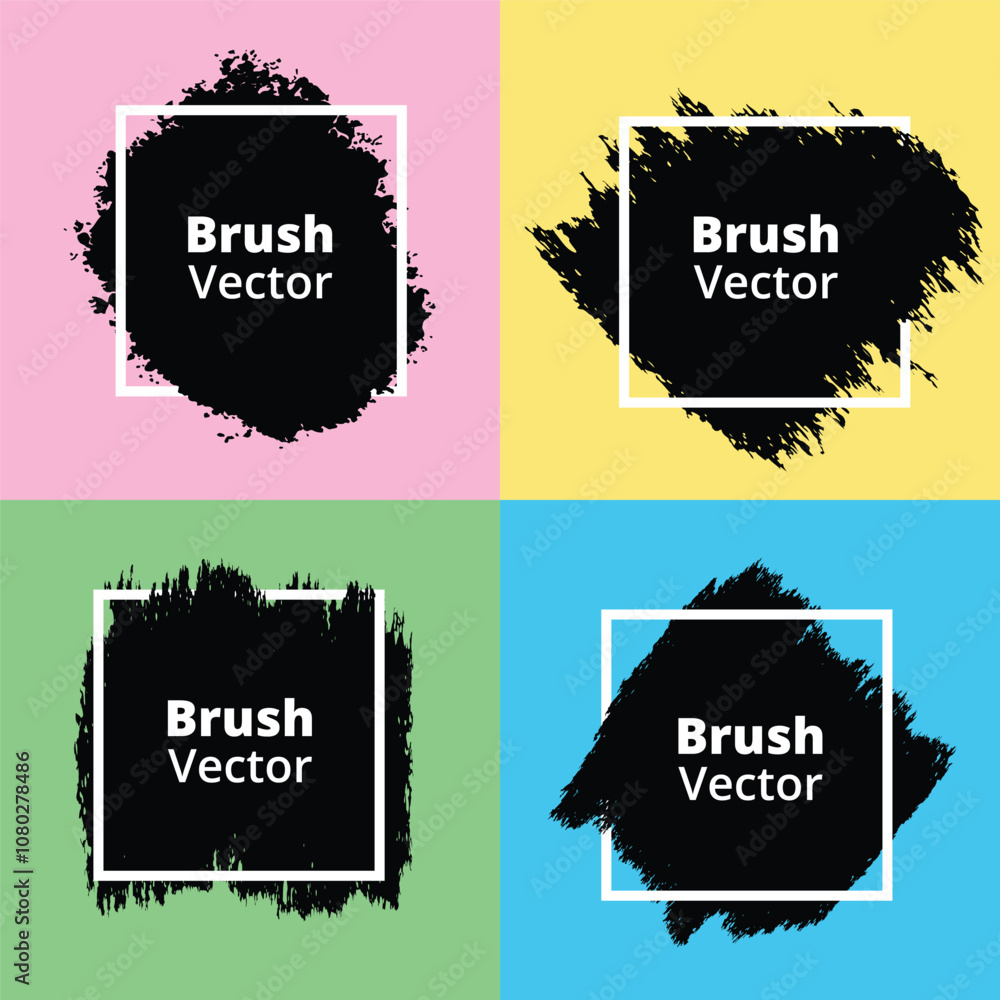 Illustration of messy splash frame geometric shape white line border ...