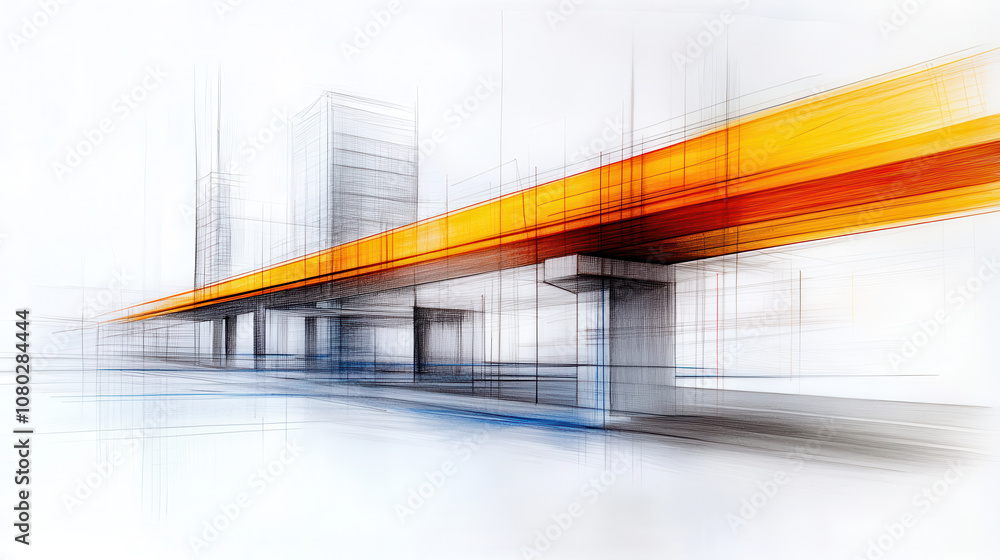Dynamic urban bridge elevation view showcasing architectural design ...