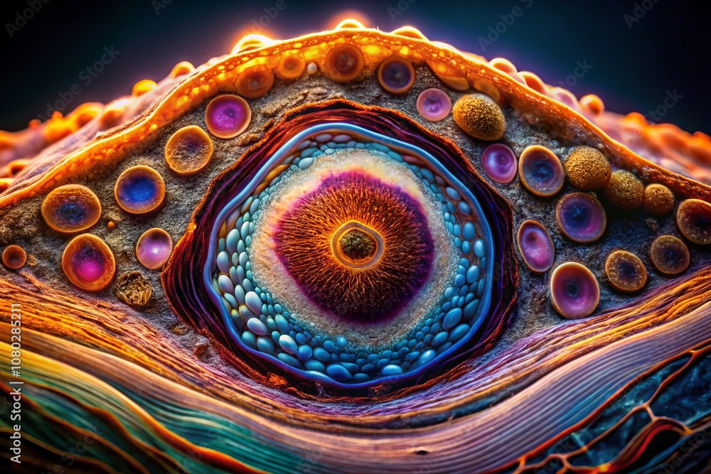 Night Photography of a Histology Microscope Image Showcasing Dermal ...