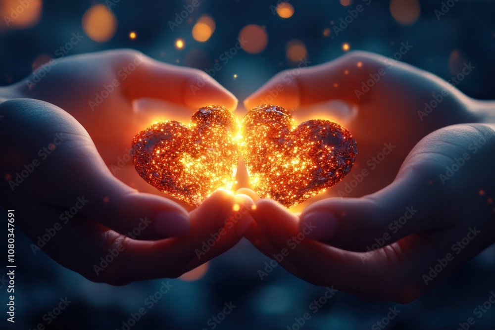 Igniting Passion A Fiery Heart of Love and Romance, Two Hands Holding a ...