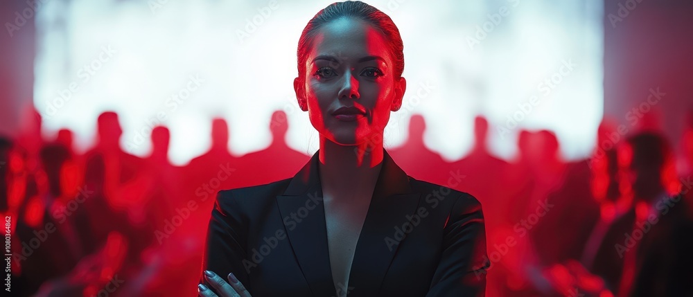 Female leader receives applause in a successful business meeting ...