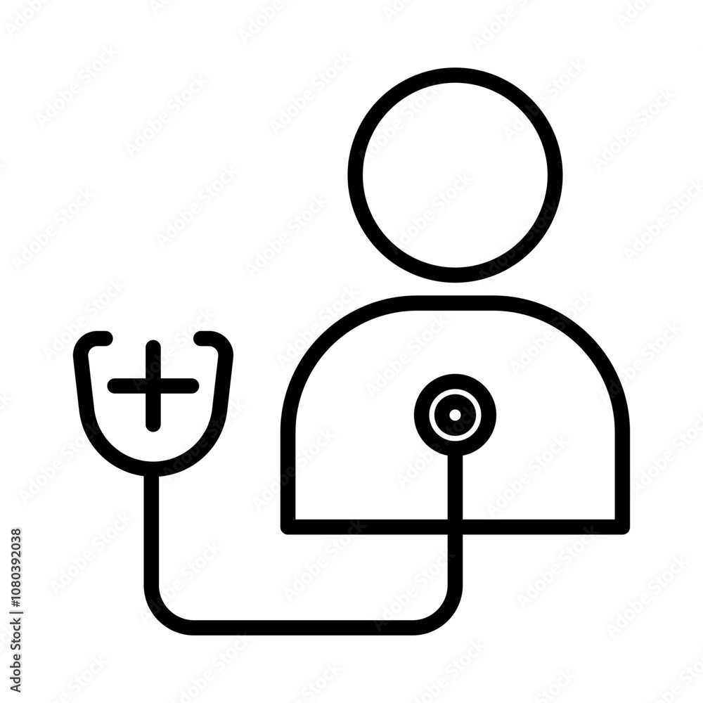 Medical check-up icon linear logo mark in black and white Stock Vector ...