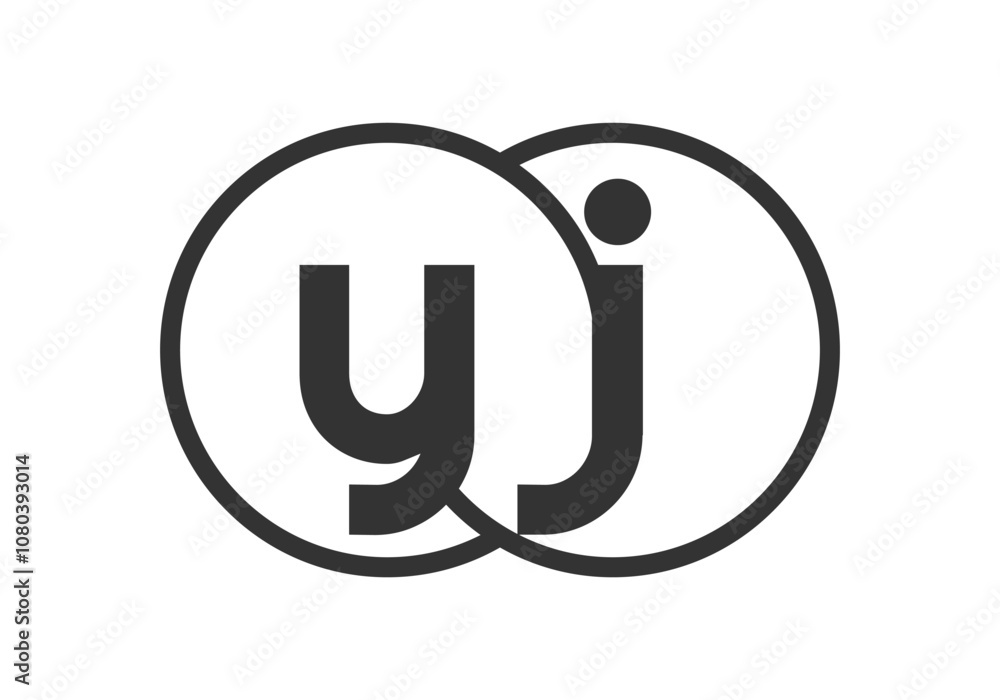 YJ business company emblem with outline rounds and letters y j. Logo ...