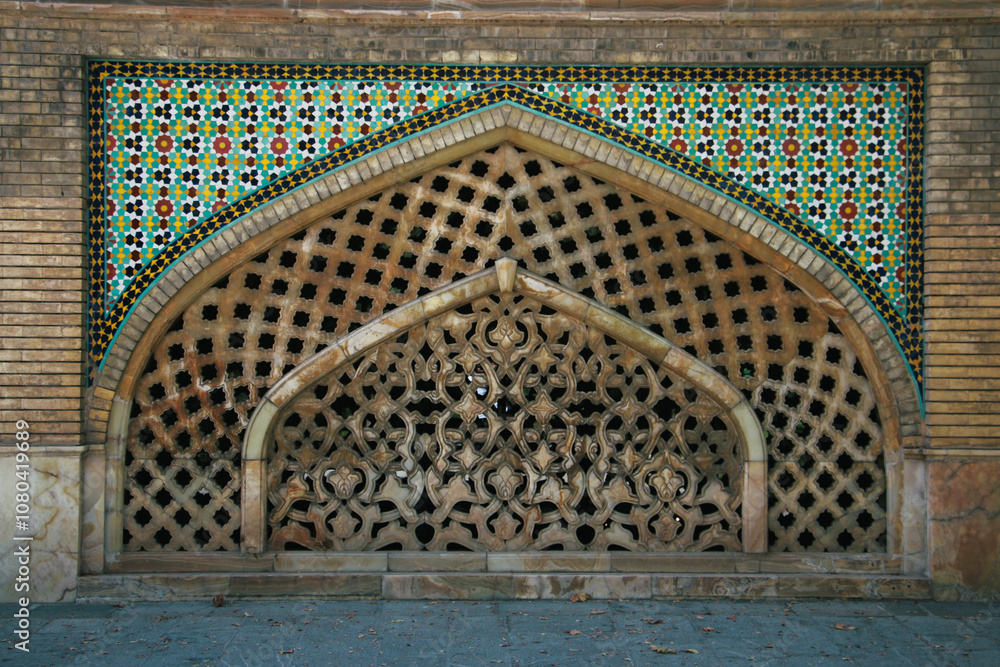 Photo Stock Persian arch window, Sculpted Stone Window in the Basement ...