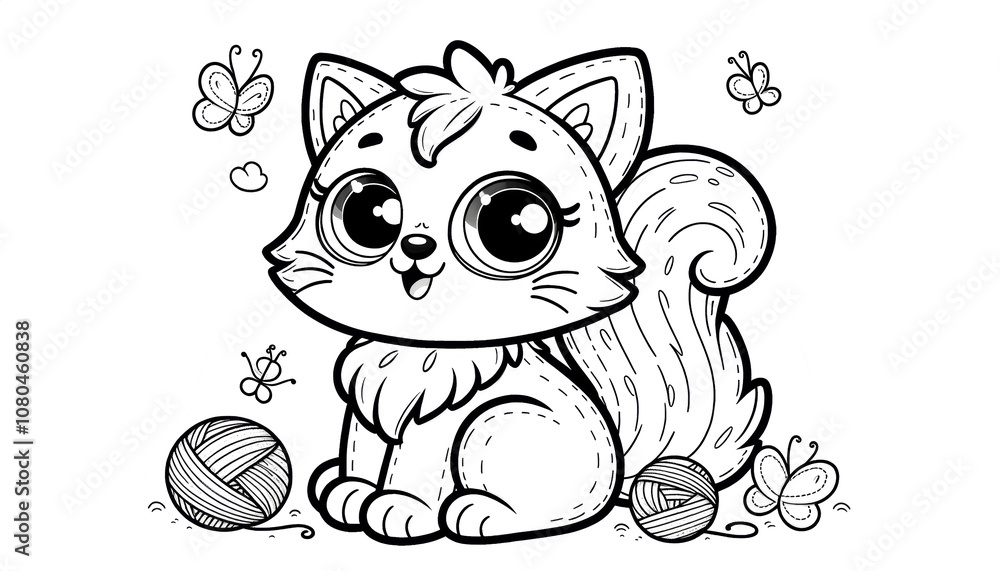 Adorable Cat-Themed Coloring Pages for Kids - Playful and Cute Cartoon ...
