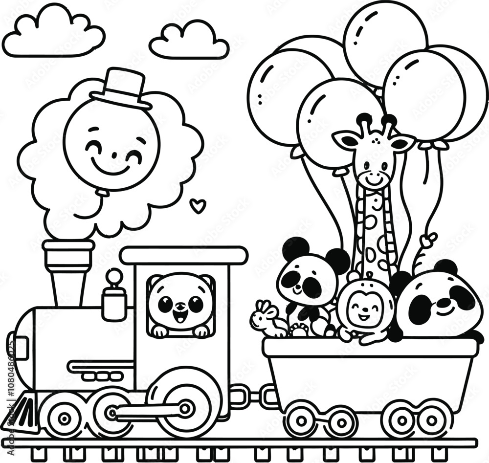 Funny Train coloring pages for kids, kids coloring page, kids book ...