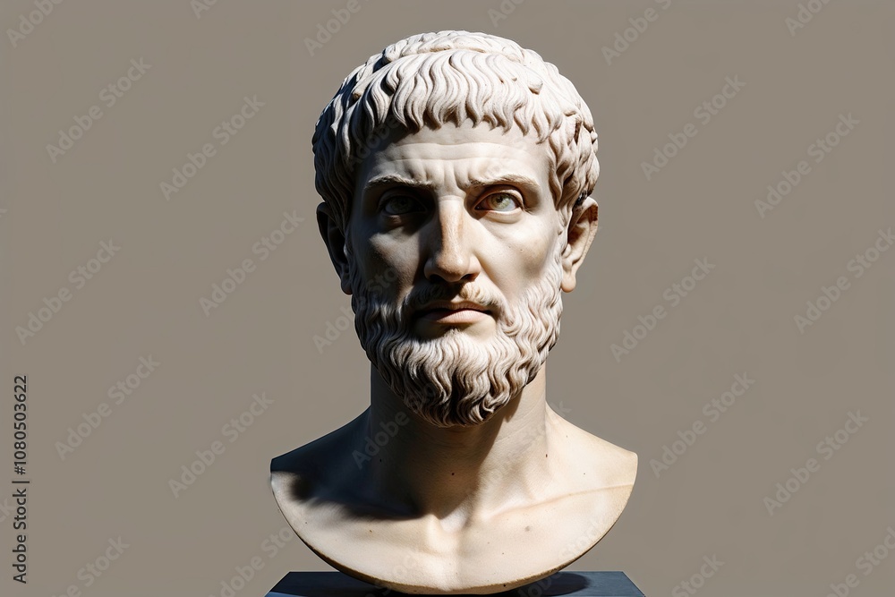 Greek Male Bust Sculpture in Flat Design with Seamless Background ...